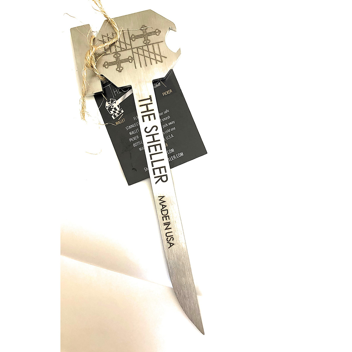 THE SHELLER- The flat, Stainless Steel, mallet/picker/bottle opener : the seafood Multi-tool