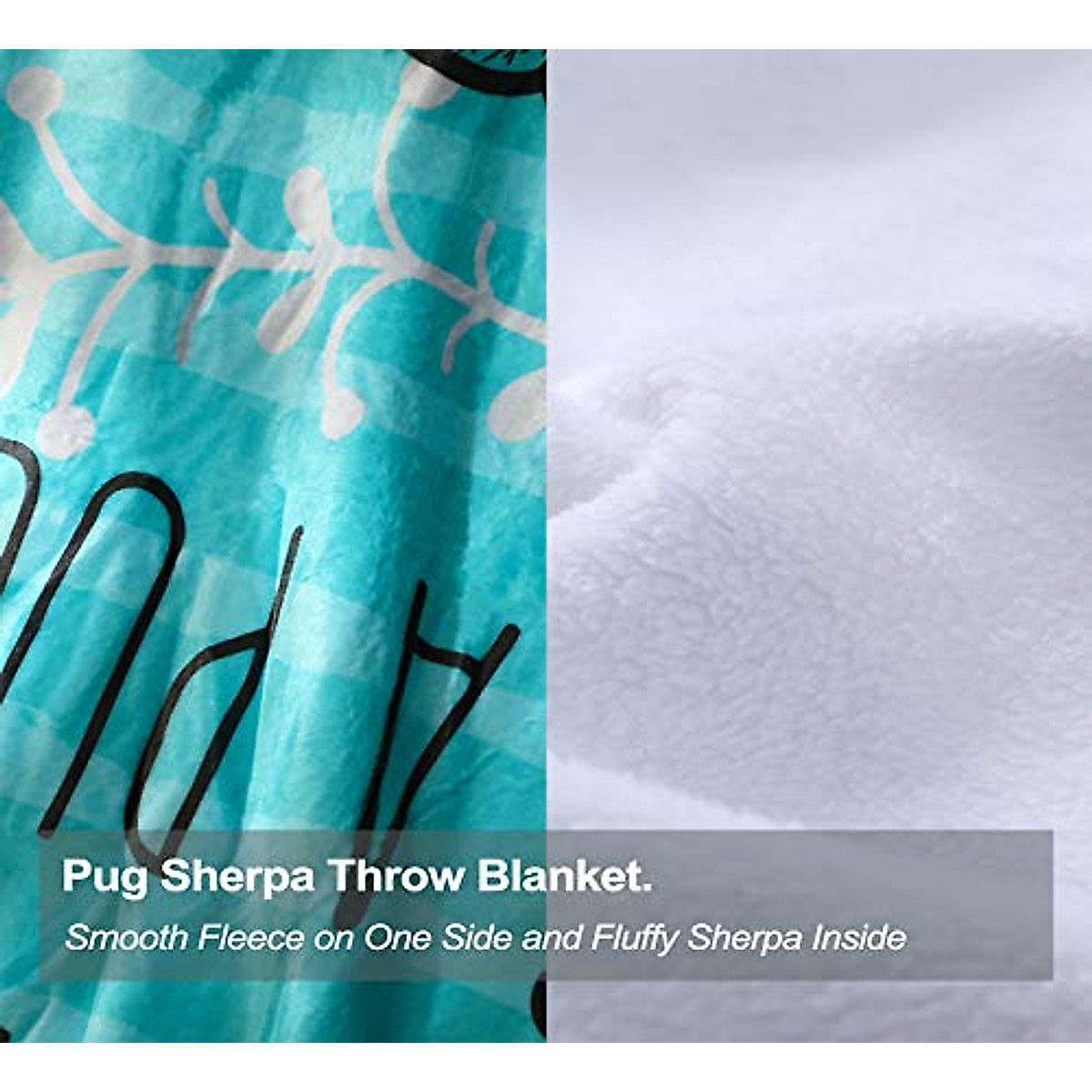 Famitile Pug Blanket, All You Need is A Pug Blue Puppy Blanket Super Soft Pug Stuffed Animal Blanket Pug Gifts for Pug Lovers (Pug-3, 47" x 60")