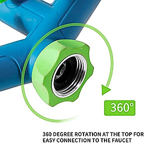 GREEN MOUNT Garden Hose Connector Tap Splitter, Easy Grip Splitter with Shut-Off Valves (4 Way)