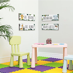 UBTKEY Safari Nursery Decor for Boys, Safari Animals Wall Decor for Boys Nursery Room Bedroom, 4 Pieces Inspirational Wall Art Wall Decorations for Boys Room Classroom Bedroom