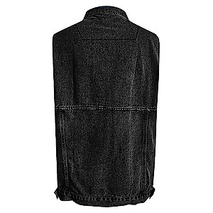 Gerichy Denim Shirts for Women Trendy, Dresses for Women 2023, Shirts for Women Trendy, Women's Oversized Denim Jacket Sleeveless Denim Shirt with Pockets Casual Jacket