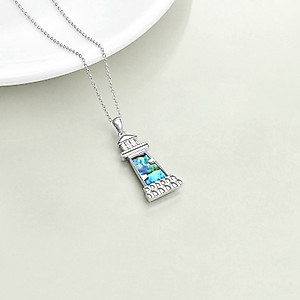 ONEFINITY Lighthouse Necklace for Women Sterling Silver Lighthouse Pendant Necklace Birthday Jewelry Gift for Lover (Abalone shell)