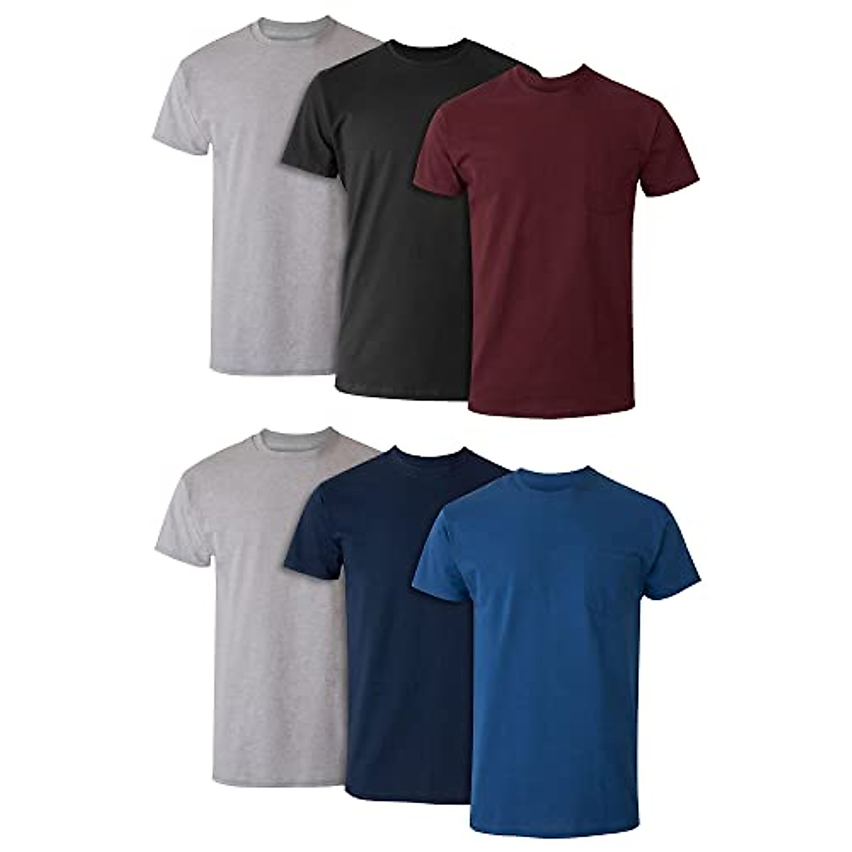 Hanes Mens Pocket T-shirt, Moisture-wicking Cotton Crewneck Tees, 6-pack Underwear, Assorted - 6 Pack, 3X-Large US