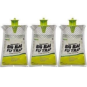 RESCUE! Big Bag Fly Trap – Disposable, Outdoor Use - 3 Traps