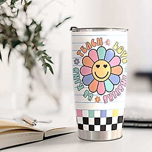 HOMISBES Teacher Appreciation Gifts - Best Teacher Gifts for Women - Thank You Gifts Back to School - Christmas Gifts for Teacher - Teacher Coffee Mug Stainless Steel Tumbler with Lid And Straws 20oz