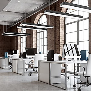 Lightdot 4ft LED Flush Mount Light Fixture, 50W Linear Kitchen Ceiling Light Fixtures, 7000LM 5000K Led Wrap-Around Shop Lights for Garage Office, Fluorescent Light Replacement, Black(4 Pack)