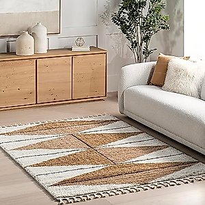 nuLOOM Kali Shaggy Diamond Tassel Area Rug, 8x10, Light Brown
