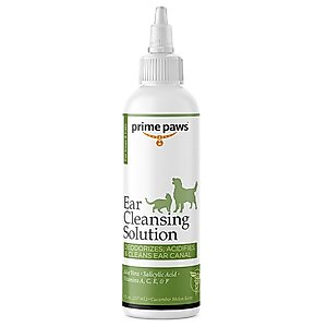 Prime Paws Cat & Dog Ear Cleaning Solution - Otic Ear Solution for Dogs - Liquid Flush for Soothing Itchy Ears & Effective Otic Care - Cucumber Melon Scent - 8 oz, White (PRIM1033)
