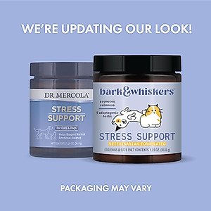 Bark & Whiskers Stress Support for Dogs & Cats, 1.29 Oz. (36.8 g), 5 Adaptogenic Herbs, Promotes Calmness, Veterinarian Formulated, Non-GMO, Dr. Mercola