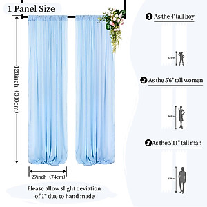 DUOBAO Chiffon Backdrop Curtain 5FTx10FT Royal Blue Chiffon Fabric Drapes for Wedding Ceremony Chiffon Voile Curtains 2 Panels 29"x120" Photography Backdrop Drapes (29''x120''x2pcs, Royal Blue)