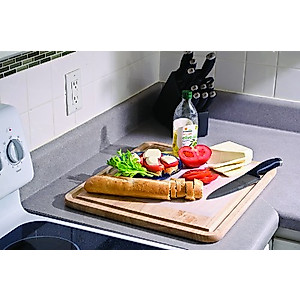 Camco - 43753-A Hardwood Cutting Board and Stove Topper With Non-Skid Backing, Includes Flexible Cutting Mat