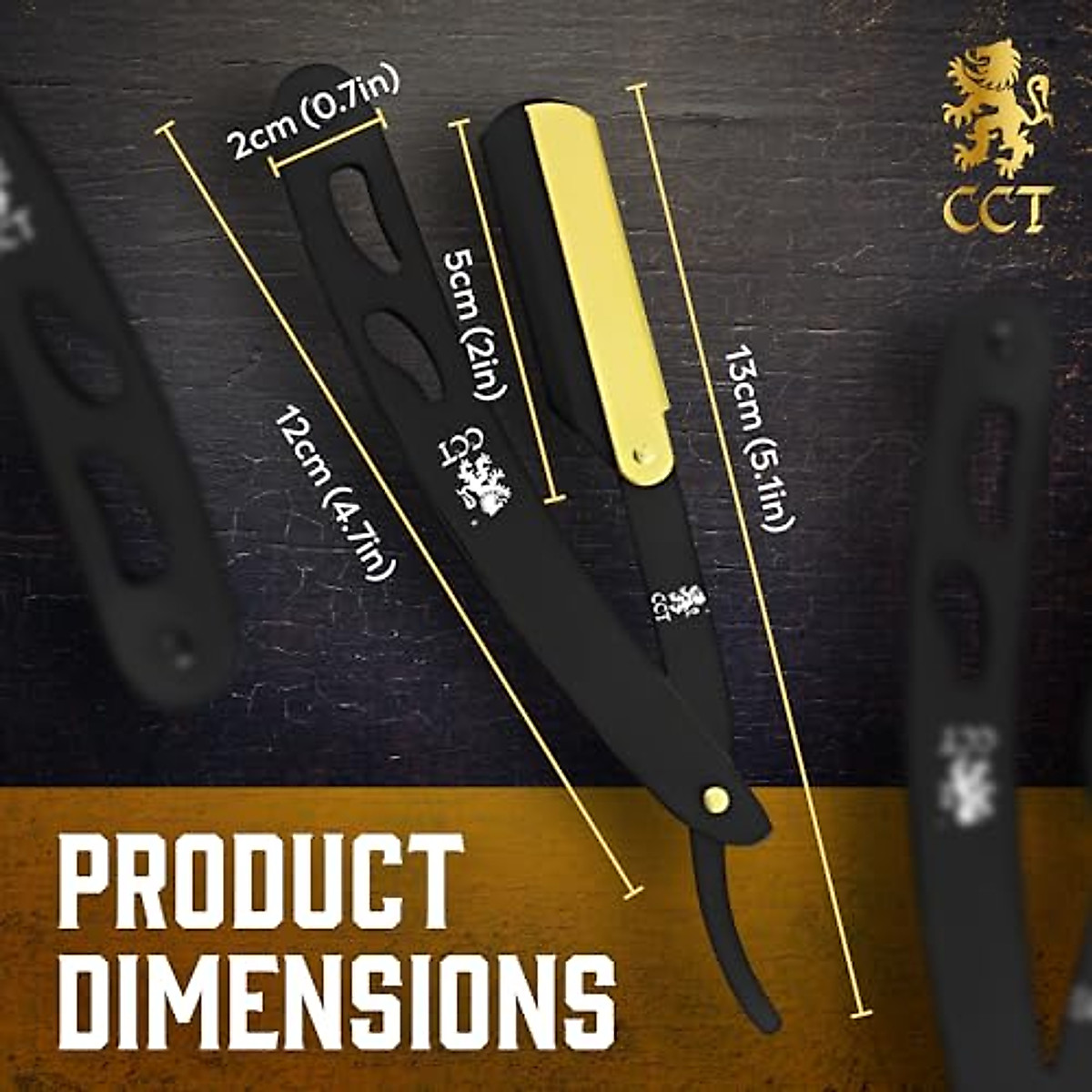 The Cambridge Cutthroat® Cut Throat Razor Kit with Travel Pouch - Black & Gold Stainless Steel Professional Barber Single Straight Edge for Men - Moustache Shaver & Beard Shaper