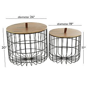 Deco 79 Contemporary Metal Storage Basket, 2 PIECES CONVENIENTLY SIZED, Brown