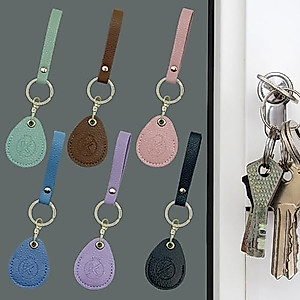 KRSURERICHER Leather Key Fob Holder, Access Card Key Chains RFID Protector, NFC Smart Key tag Case Keychain for Broken Key