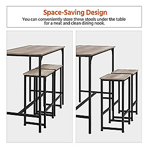 Yaheetech 3 Piece Bar Table Set, 47.5” Industrial Dining Table Set, Counter Height Table with Bar Stools Set of 2, Kitchen Breakfast Table and Chairs for Dining Room, Living Room, Apartment