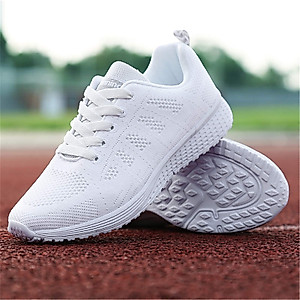 AIRAVATA Tennis Shoes for Women Breathable Lightweight Comfortable Running Shoes Gym Fitness Sport Shoes White Size 6.5