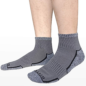 APTYID Men's Moisture Wicking Athletic Ankle Socks, Size 9-12, Carbon Grey, 6 Pairs