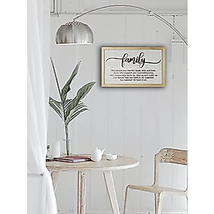 CYPREWOOD Family Definition Wooden Hanging Sign, 19"x12" Home Inspirational Quotes Farmhouse Wall Art Decoration, Rustic Wood Plaque Wall Decor for Living Room, Bedroom