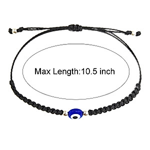 Jewanfix Evil Eye String Bracelets Handmade Black String Evil Eye Bracelet for Women Men Teen Girls Boys 2pcs