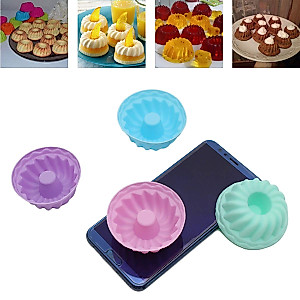 UpTuoLi Silicone Donut Pans for Baking, 12Pcs Mini bundt Pan Silicone Donut Molds, Nonstick Doughnut Muffin Pumpkin Cup Cupcake Molds Pan, Mini Fluted Tube Silicone Baking Molds
