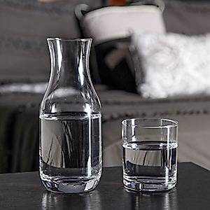 Lily's Home Bedside Night Water Carafe with Tumbler Glass, Use in Bedroom Bathroom, or Kitchen, Use Cup as Lid, 16 Ounces