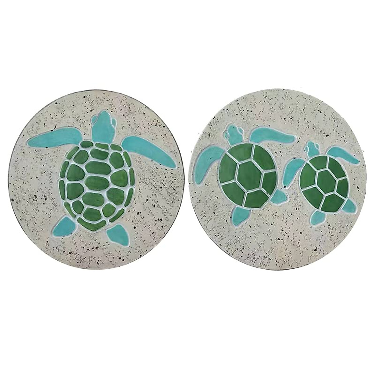 Seabreeze Home Turtle Stepping Stones - 10-Inch Decorative Garden Pathway Tiles - 2 Piece Set