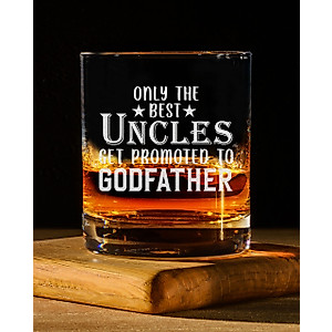 CARVELITA Only The Best Uncles Get Promoted To Godfather 11 oz Whiskey Glass, Special Godparent Gift, Communion Baptism Gift, Will you be my Godfather Gift - Best Gift For Godfather
