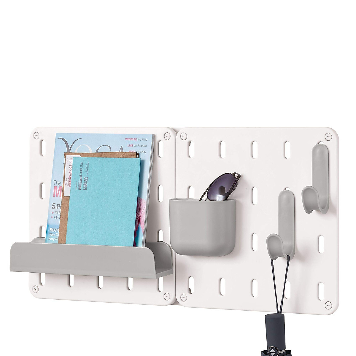 iDesign Cade BPA-Free Plastic Modular Hanging Pegboard Organizer Storage Bin, 5.04" x 3.04" x 4", Gray