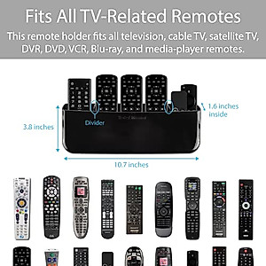 TotalMount Hole-Free Remote Holder – Eliminates the Need to Drill Holes in Your Wall (Premium Black Remote Control Holder for 5 or 6 Remotes)