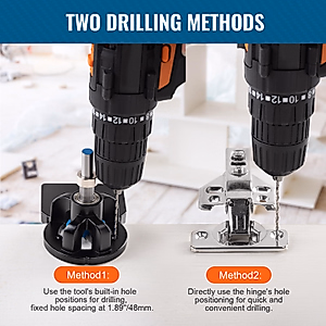 VEVOR 35 mm Concealed Door Hinge Jig, Aluminum Alloy Cabinet Hinge Jig, Accurate Locking Dual Clamp Fixation Hinge Drill Jig with Accessories, Woodworking Tool for Doors Cabinets Hinges Mounting