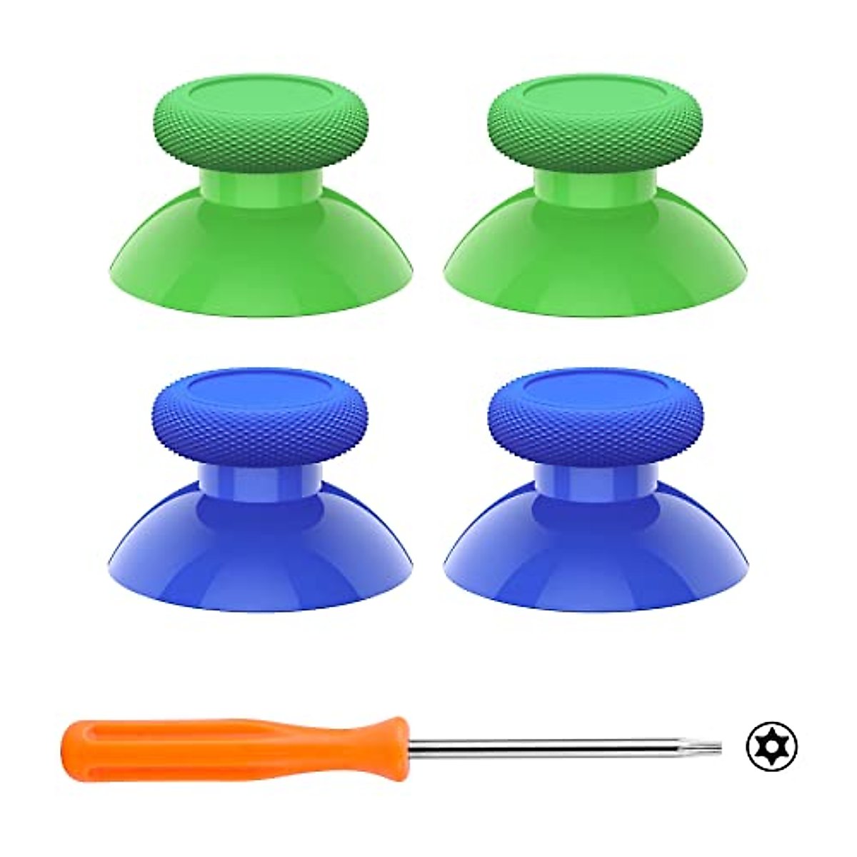 eXtremeRate Replacement Controller Joystick for Xbox One - 4 PCS Green & Blue Thumbsticks Analog Thumb Sticks Parts for Xbox Series X/S, Xbox One S/X, Elite Controller with Repair Kit Screwdriver