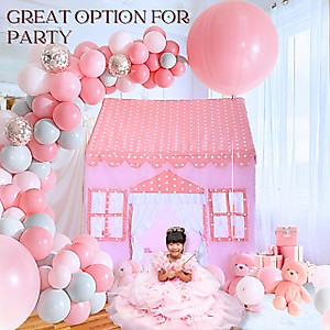 Large Cotton Tent for Kids - 50"x43"x63" Indoor Playhouse with Wooden Frame & Battery Lights, Kids Tent with Carry Bag, 3 Windows & 2 Pockets, CPSC Certified Play House for Girls and Boys