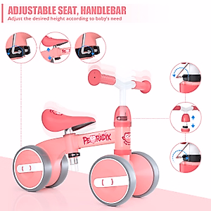 Peradix Balance Bike, Pink, Adjustable 7'' Wheels for 1-3 yr Old Toddlers, Promotes Walking & Riding Skills, BPA-Free, ASTM F963-11 Certified