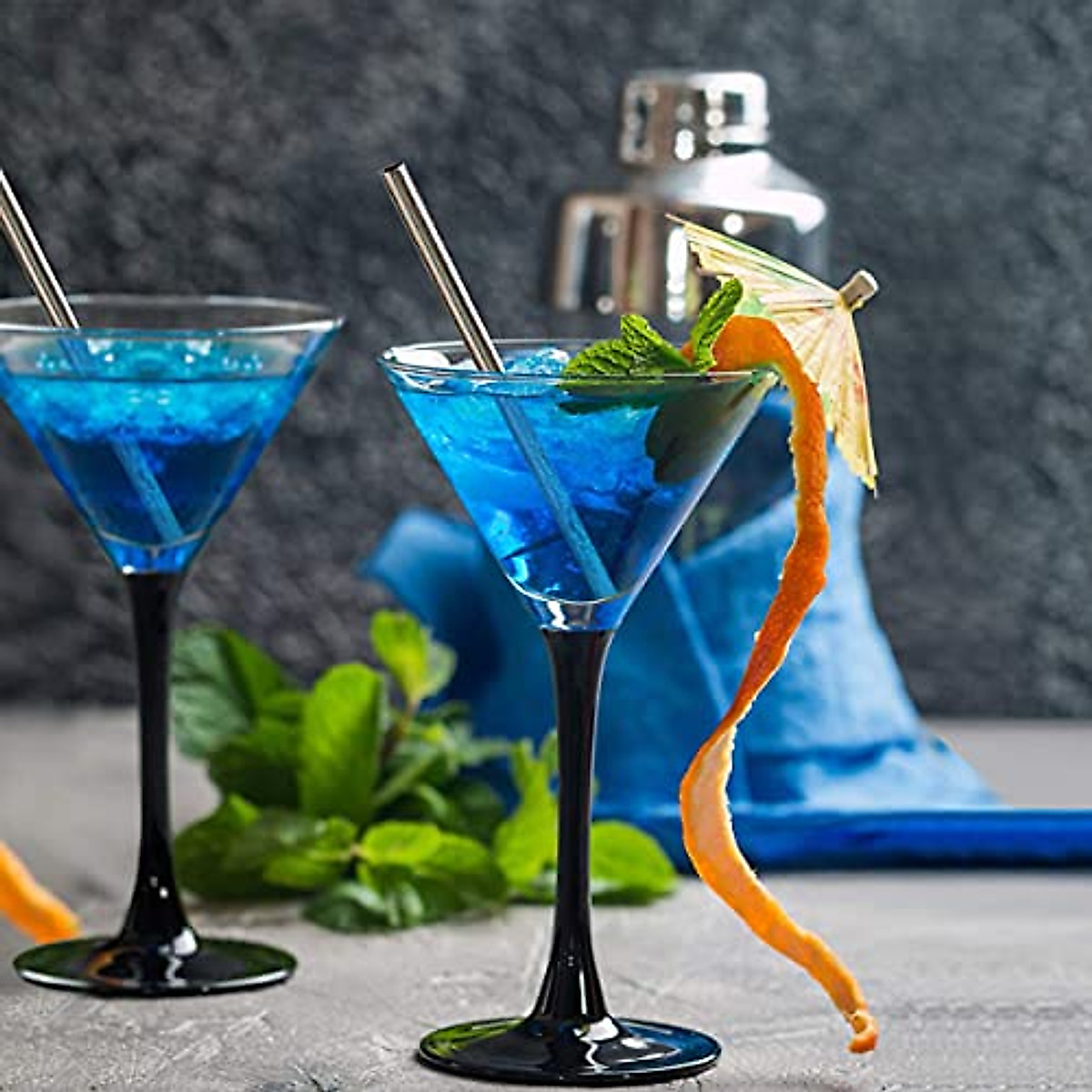 Teivio 12 Pack + Cleaning Brush, 5-inch Extra Short Reusable Stainless Steel Drink Straws for Cocktails, Small Glasses or Cups (Silver)