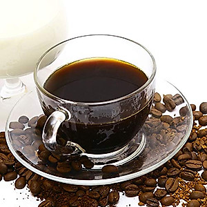 Tosnail 6 Pack 7-Ounce Glass Tea Cups and Saucers Sets Glass Coffee Mugs