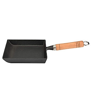 Vikye Tamagoyaki Japanese Omelette Pan/Egg Pan, Mini Frying Pan Iron Omelette Pot Tamagoyaki Wooden Handle Pan Works on Gas, Halogen, Ceramic & Induction Cooktops