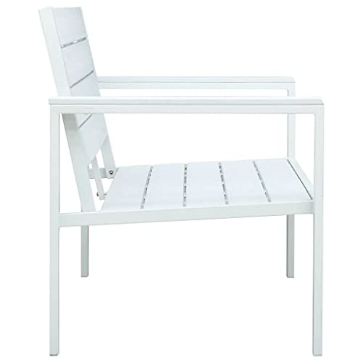 vidaXL Patio Bench Garden Outdoor Balcony Terrace Outside Backyard Yard Porch Home Furniture Seat Lounge Seating HDPE White Wood Look