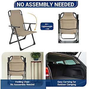 UDPATIO Outdoor Dining Chairs Set of 2 Support 300LB (Beige)