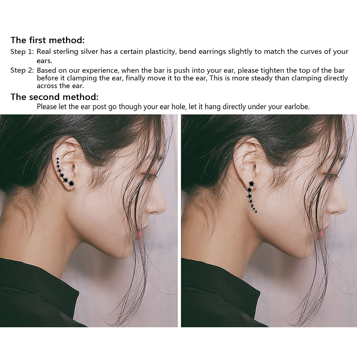 CZ Stud Earrings 925 Sterling Silver 18K Gold Plated Round Cubic Zirconia Hypoallergenic Set (7xing) (Black)