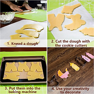 TINGSING Baby Shower Cookie Cutters 7 Pieces Set Onesie, Bib, Rattle, Baby Bottle, Baby Carriage, Baby Pants, Baby Foot Biscuit Cookie Cutter, Fondant Molds for Baby Shower Birthday Party