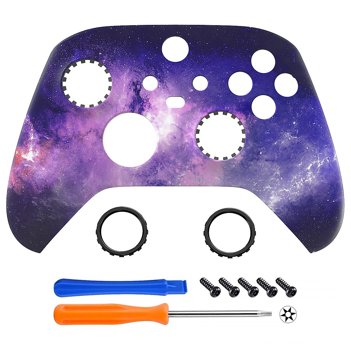 eXtremeRate ASR Version Custom Shell for Xbox Core Wireless Controller - Anti Sticks Rubbing Rings - Replacement Accessories Front Cover Faceplate for Xbox Series X & S Controller - Nebula Galaxy
