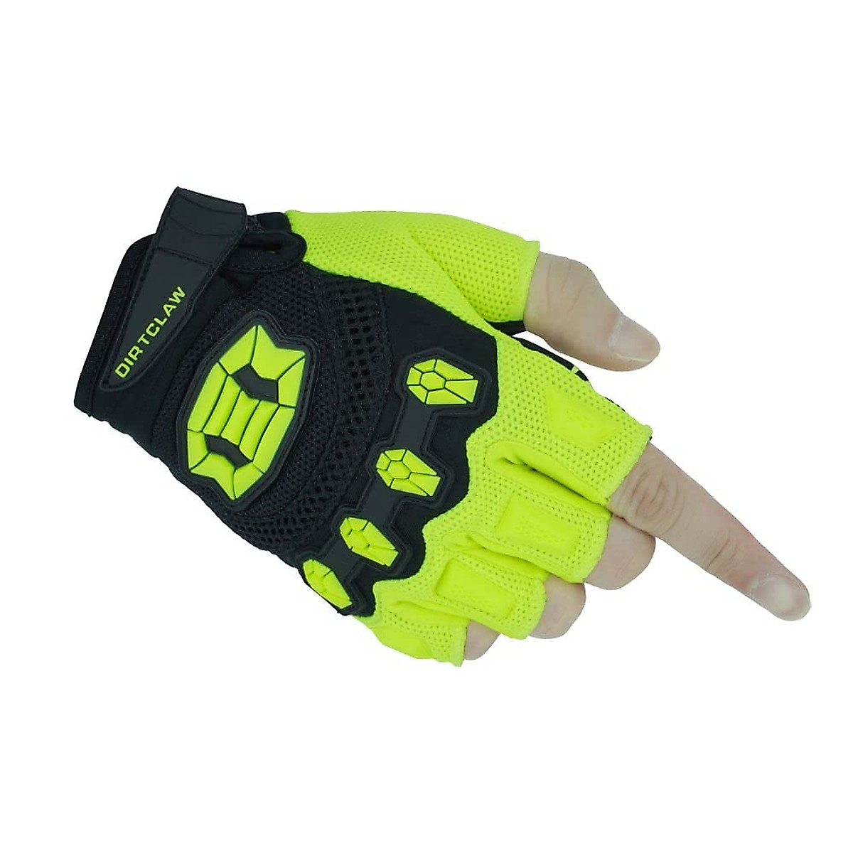 Seibertron Youth Dirtclaw Gloves - Gel Padded Anti-Slip Palm Fingerless Gloves for Off-Road/Dirt Bike Riding Fluo Yellow M