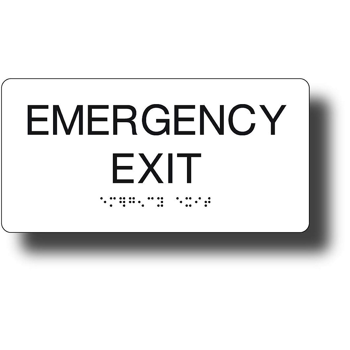 NapTags ADA Compliant Exit Sign, 8" x 4", Emergency Exit, White (White)