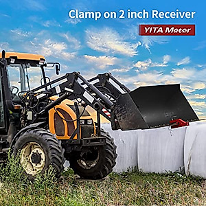 YITAMOTOR Clamp On 2" Trailer Hitch Receiver Ball Mount Adapter Compatible with Kubota Deere Bobcat Bucket