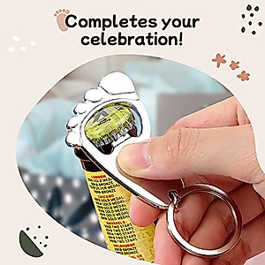 MRN BEAUTY 50 Pieces footprint bottle opener keychain Baby shower and Gender Reveal Party Return Gifts for Guests Footprint Bottle Opener Keychain with 100 Organza bags and Thank you Tags. (silver)