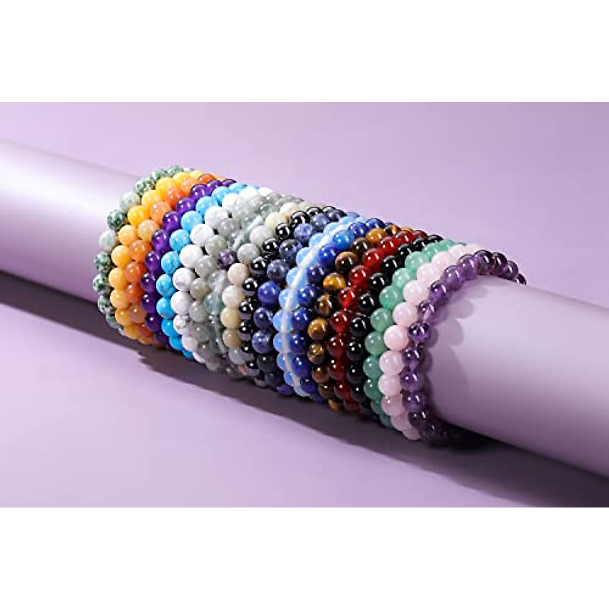 Jovivi Natural Citrine Bracelet - Semi Precious Round Stone Beads Stretch Bracelet - 8mm Handmade Gemstone Beaded Healing Crystals Bracelet for Women Men 6.5"