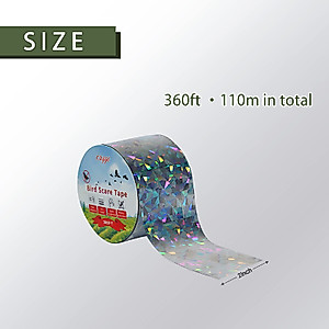 Kugge Bird Flash Tape (2in,360ft), Double Side Reflective Tape, Protect Your House, Garden, Orchard
