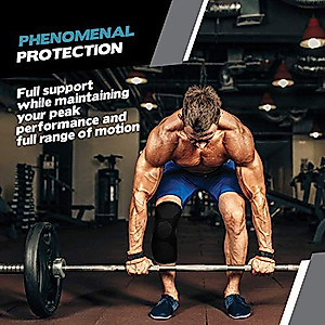 POWERLIX Knee Compression Sleeve (Pair) - Best Knee Brace for Knee Pain for Men & Women – Knee Support for Running, Basketball, Volleyball, Weightlifting, Gym, Workout, Sports L (BLCK) (2P)