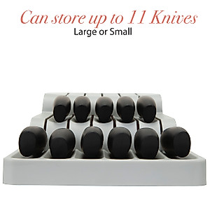 Kitchen Details 2 Tier Knife Drawer Organizer | Holds 11 Knives | Utensil Holder | Knife Block | Storage & Organization | Space Saver | Grey