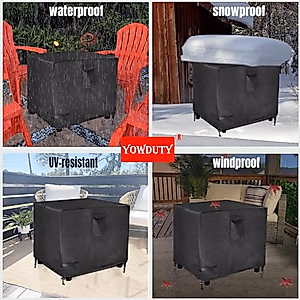 YOWDUTY Propane Fire Pit Cover Square 30 Inch, Waterproof Heavy Duty 600D Gas Fire Pit Table Cover 30 x 30 x 25 Inch, Fit 28-30 Inch Firepit Table, All-weather Protection For Patio Fire Table
